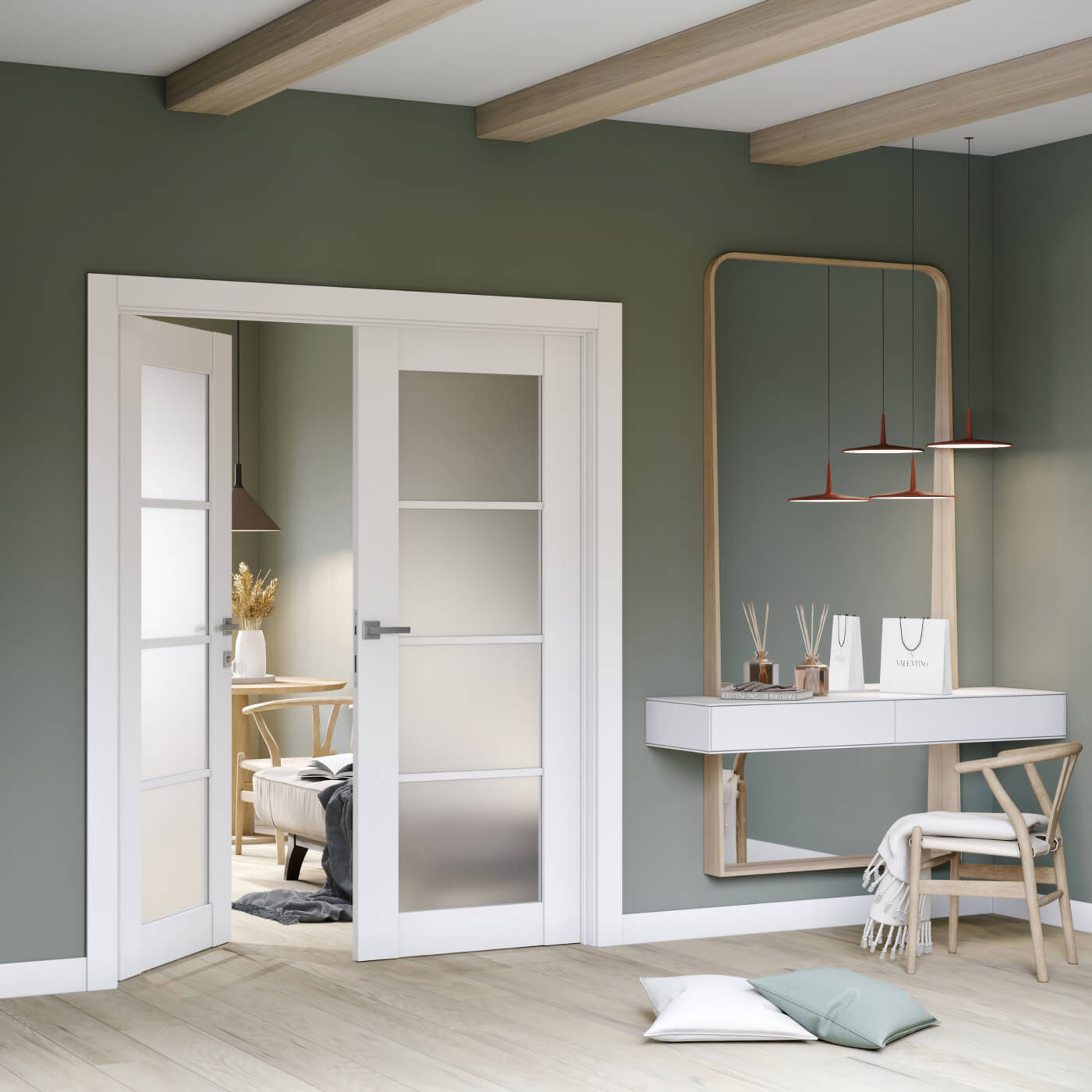 Smart Pro 4 Lite Vetro Polar White Modern Interior Double Swing Doors ...
