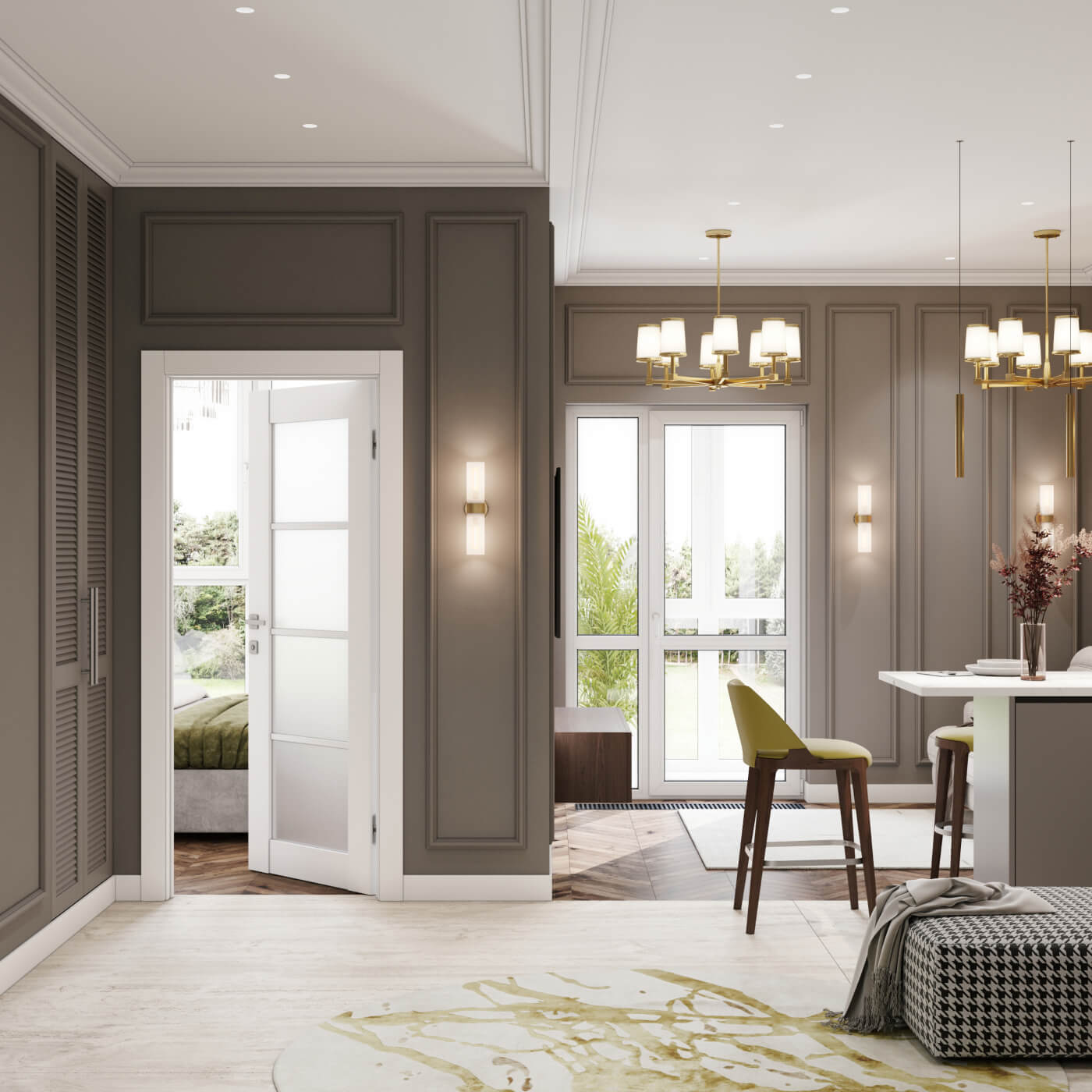 Modern interior door Smart Pro 4 Lite Vetro Polar White for $519.00 | Door Design Lab