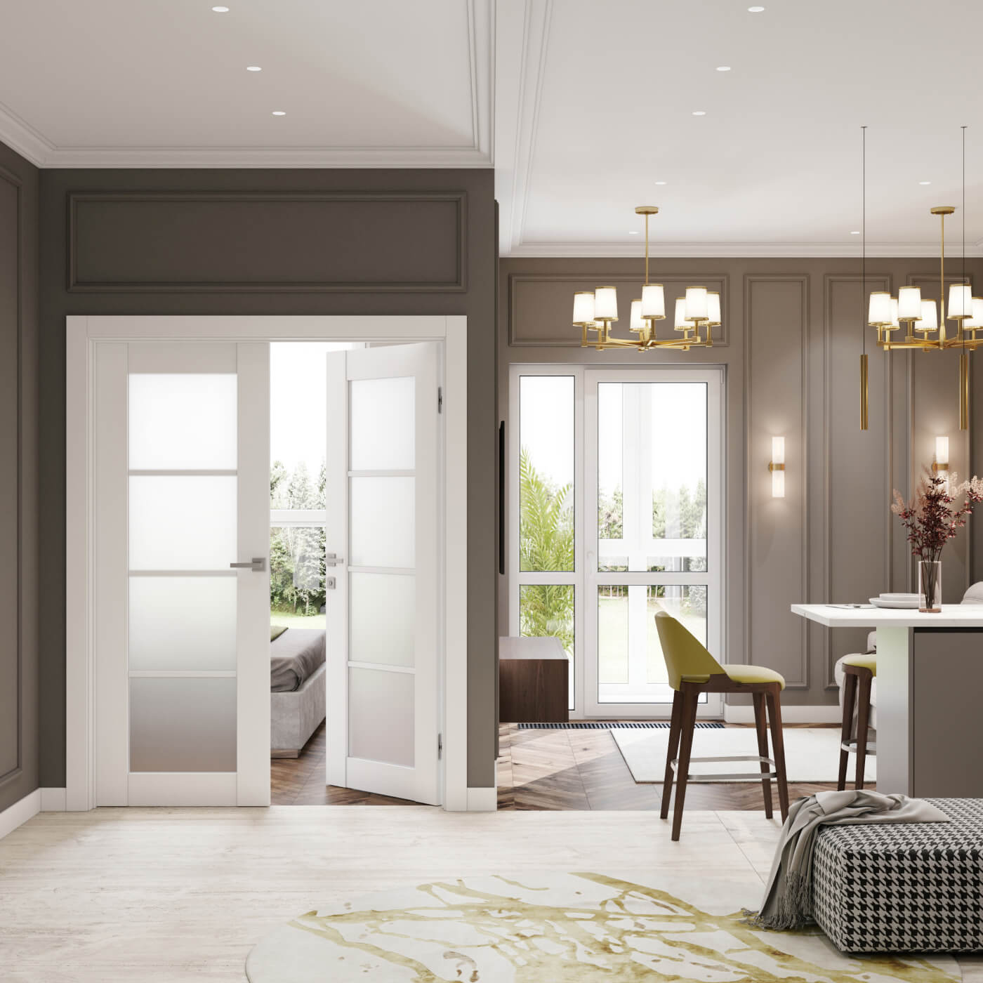 Smart Pro 4 Lite Vetro Polar White Modern Interior Double Swing Doors ...