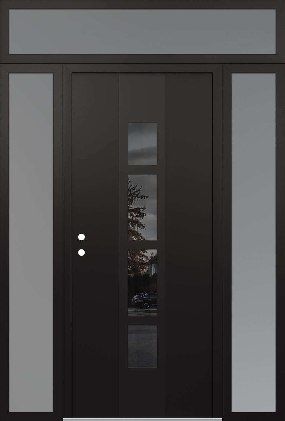 Modern Steel Front Door DIAMOND A10 68" X 96" BLACK/BLACK MIRRORED ...