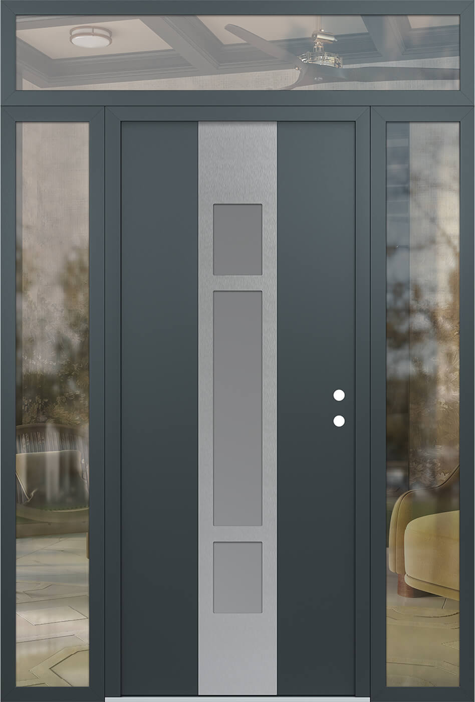 Modern Steel Front Door DIAMOND A9 60" X 96" ANTHRACITE/ANTHRACITE ...