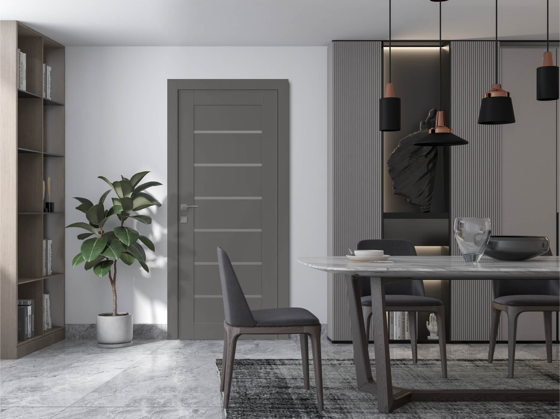 Alba Gray Matte Modern Interior Door for $369.00 | Door Design Lab