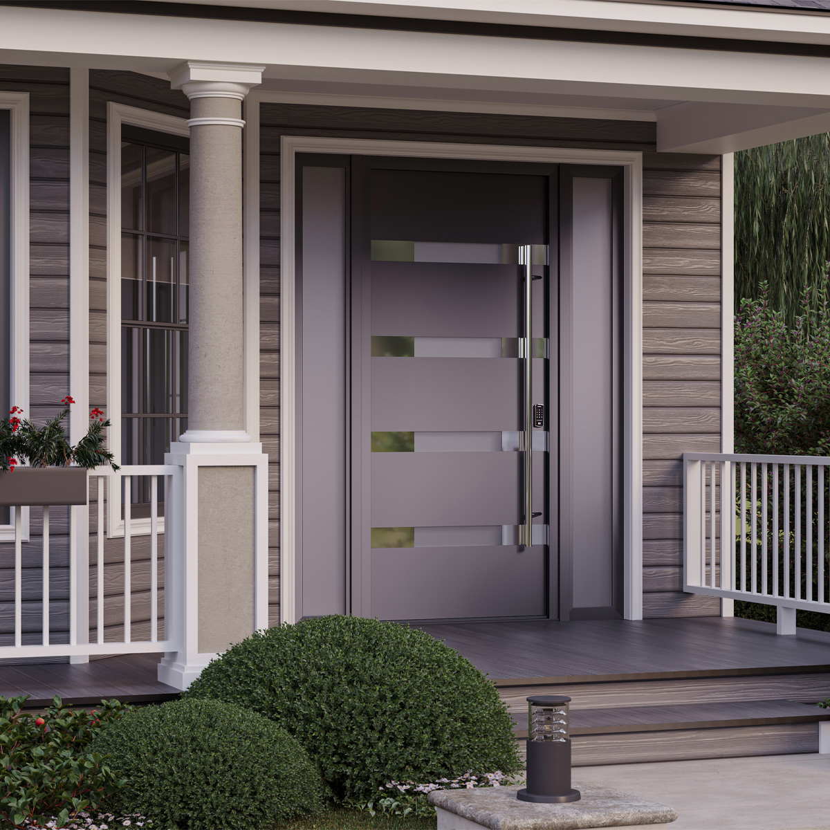 MODERN FRONT STEEL DOOR AURA ANTRACIT/WHITE 37 7/16" X 81 11/16" LHI ...