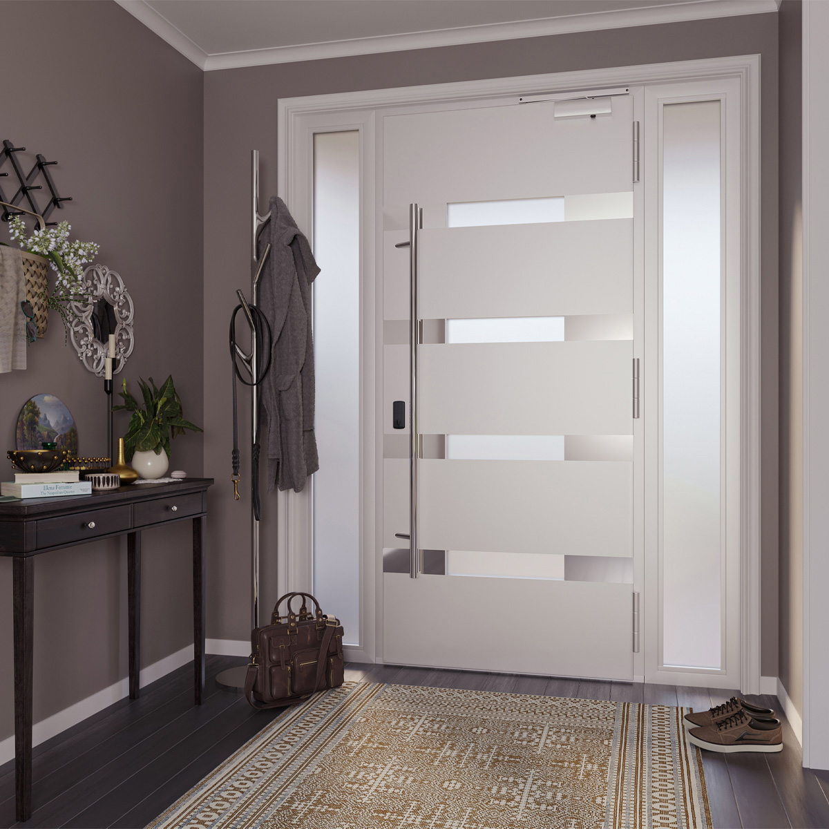 MODERN FRONT STEEL DOOR AURA ANTRACIT/WHITE 37 7/16" X 81 11/16" LHI ...
