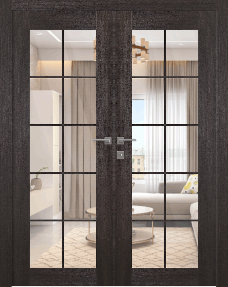 Avon 10 Lite Clear Veralinga Oak Modern Interior Double Swing Doors for ...