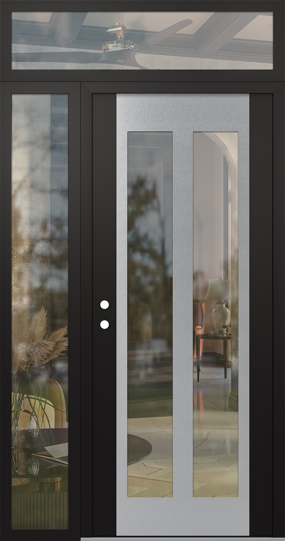 Modern Steel Front Door Diamond C14 52" x 96" black/black clear Glass ...
