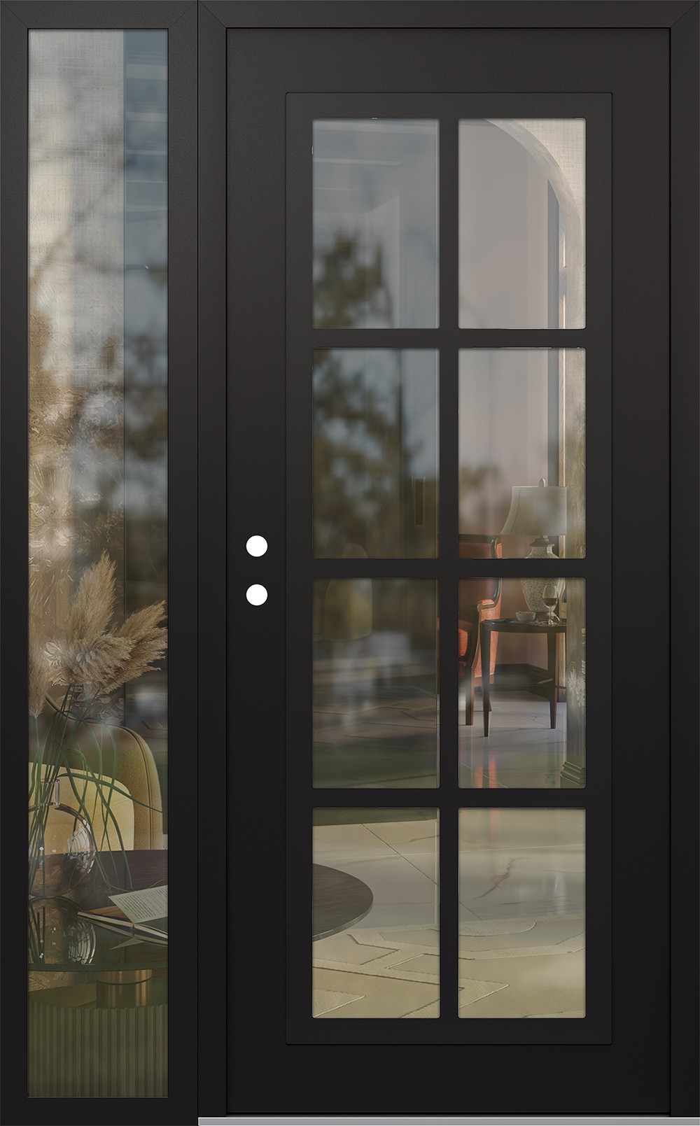 Modern Steel Front Door Diamond C16 50" x 80" black/black clear Glass ...