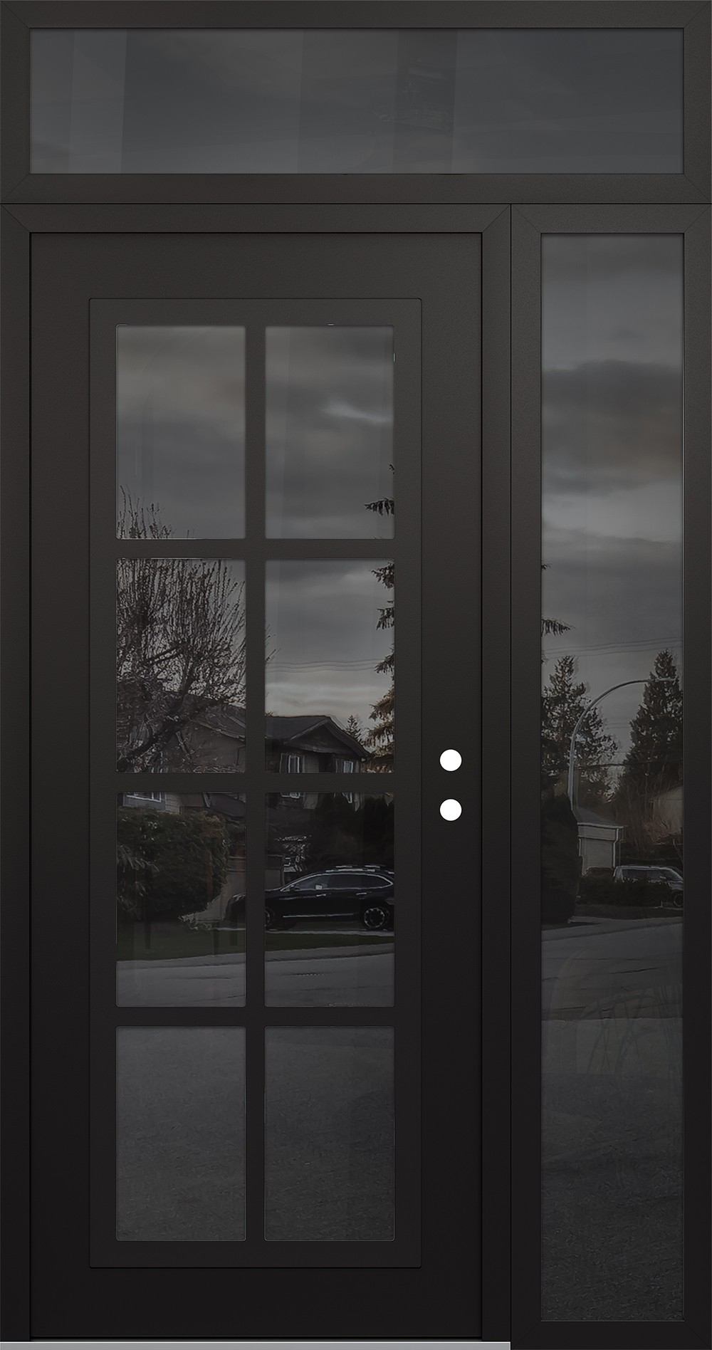 Modern Steel Front Door Diamond C16 50" x 96" black/black mirrored ...