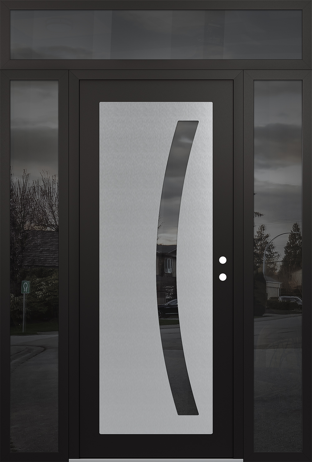 Modern Steel Front Door Diamond C4 60" x 96" black/black mirrored Glass ...