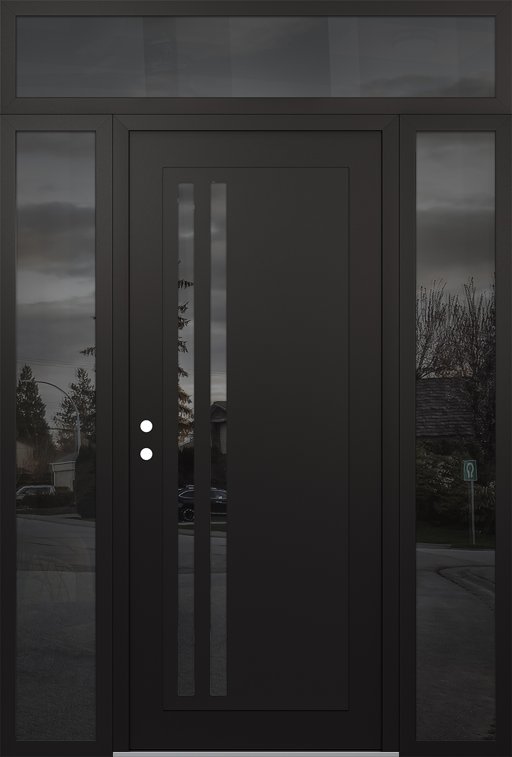 Modern Steel Front Door Diamond C6 64" x 96" black/black mirrored Glass ...