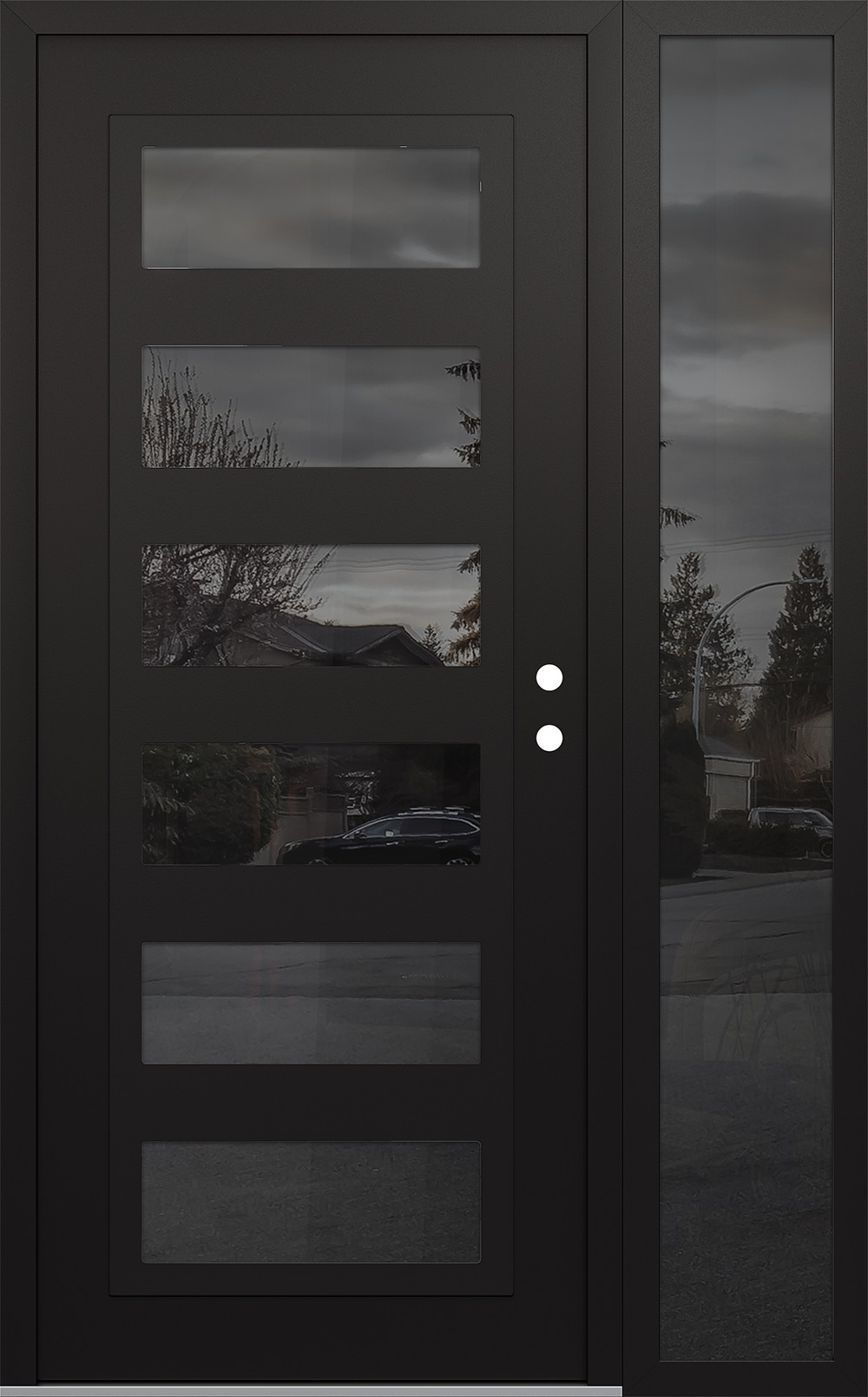 Modern Steel Front Door Diamond C9 52" x 80" black/black mirrored Glass ...