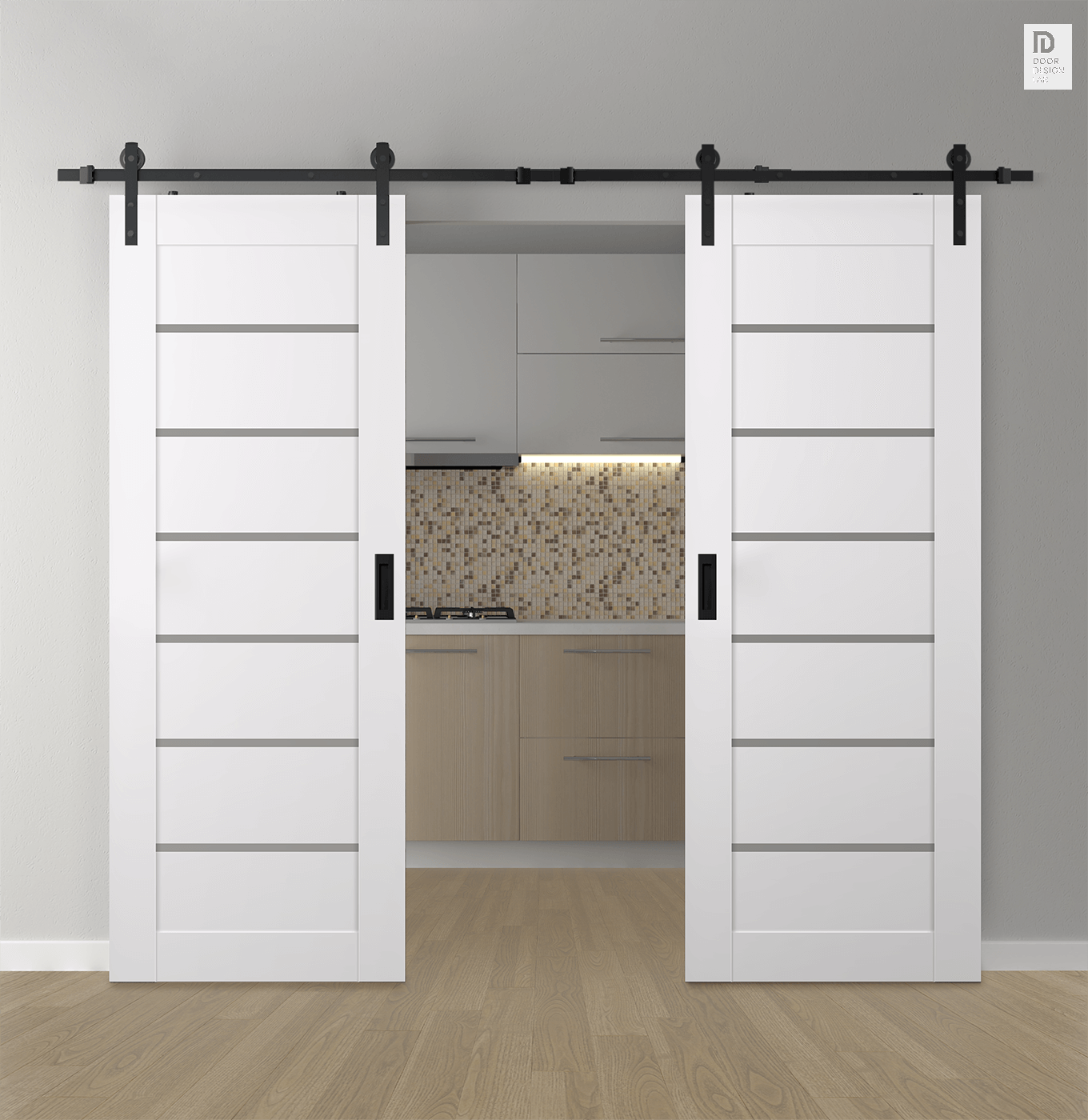 Modern double barn door DOUBLE BARN DOOR ALBA SNOW WHITE 60" X 80" X 1 ...