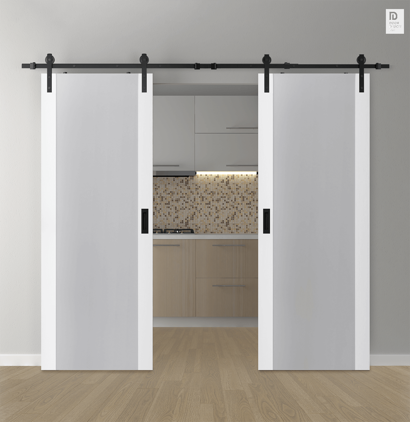 Modern double barn door DOUBLE BARN DOOR PALLADIO 202 VETRO BIANCO ...
