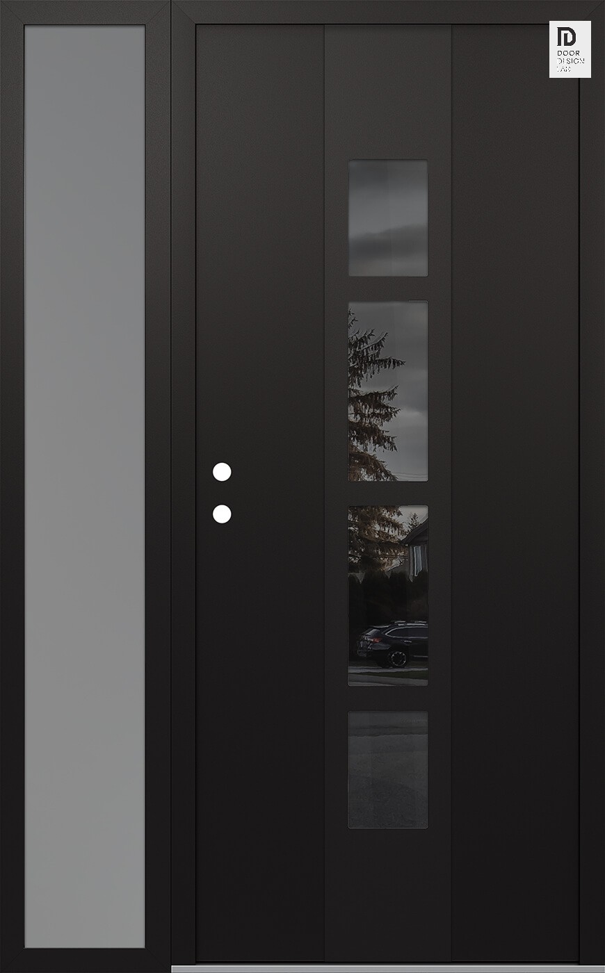 Modern Steel Front Door DIAMOND A10 50" X 80" BLACK/BLACK MIRRORED ...