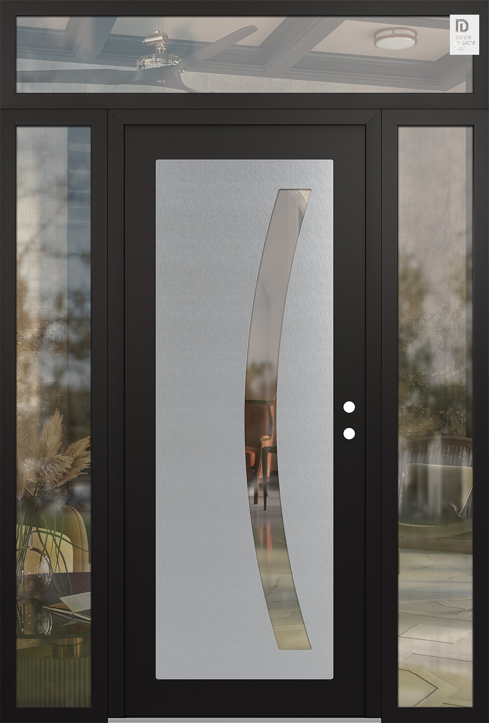 Modern Steel Front Door Diamond C4 60" x 96" black/black clear Glass ...