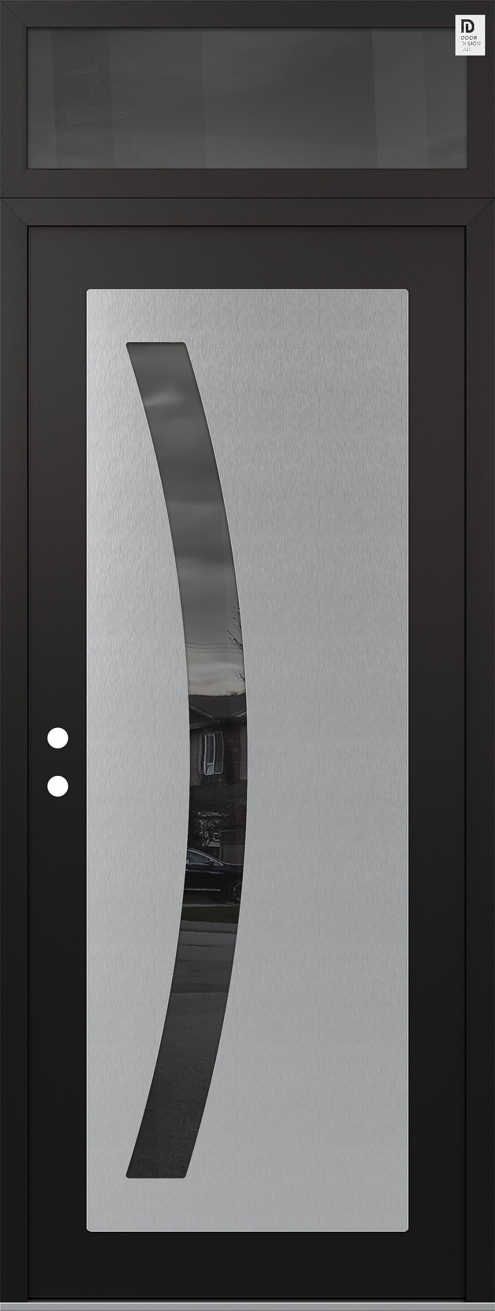 Modern Steel Front Door Diamond C4 36" x 96" black/black mirrored Glass ...