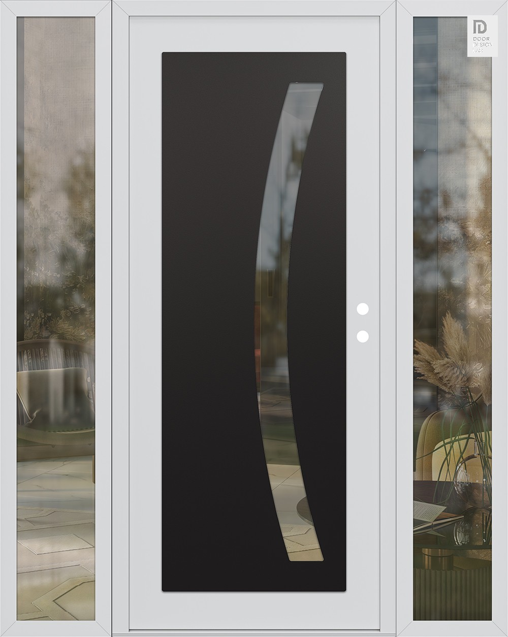 Modern Steel Front Door Diamond C4 60" x 80" white/white clear Glass ...