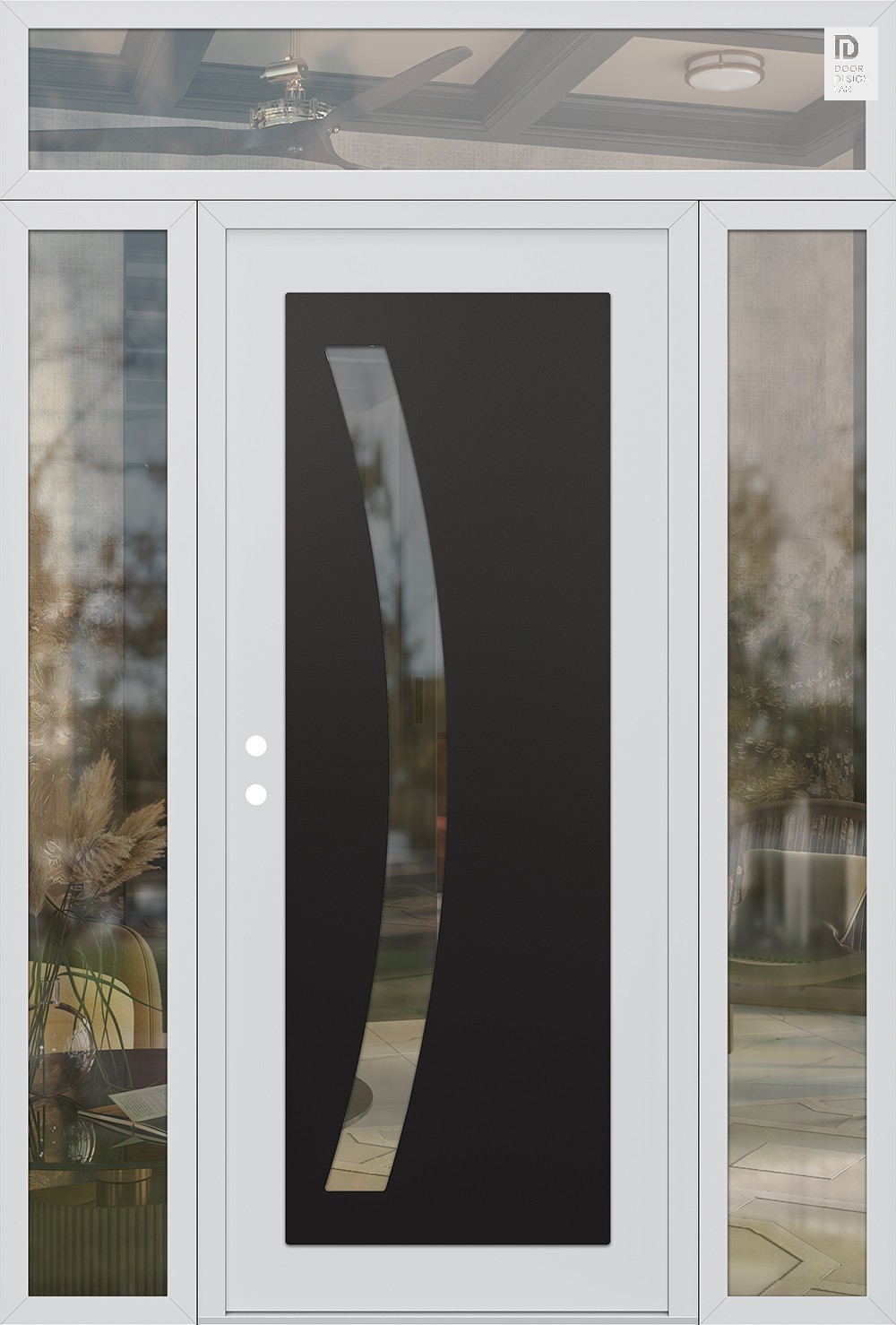 Modern Steel Front Door Diamond C4 64" x 96" white/white clear Glass ...