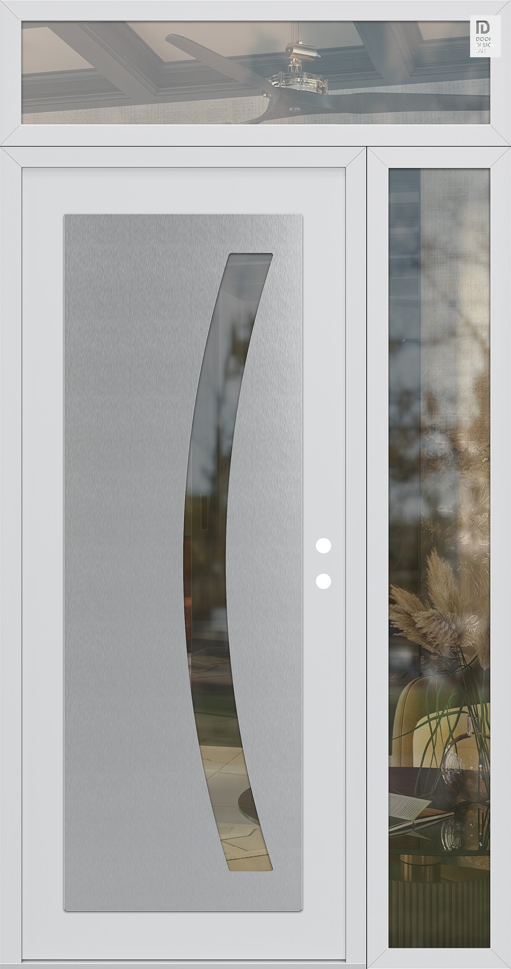 Modern Steel Front Door Diamond C4 48" x 96" white/white clear Glass ...