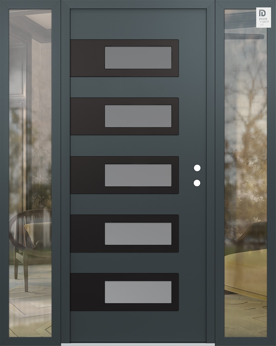 Modern Steel Front Door Diamond D3 64" x 80" anthracite/anthracite ...