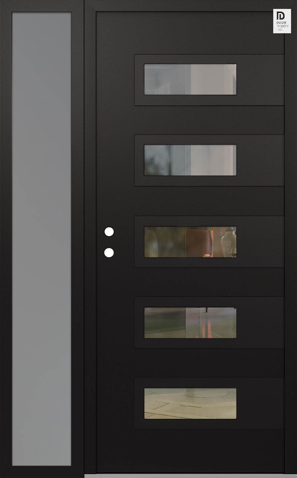 Modern Steel Front Door Diamond D3 48" x 80" black/black clear Glass ...