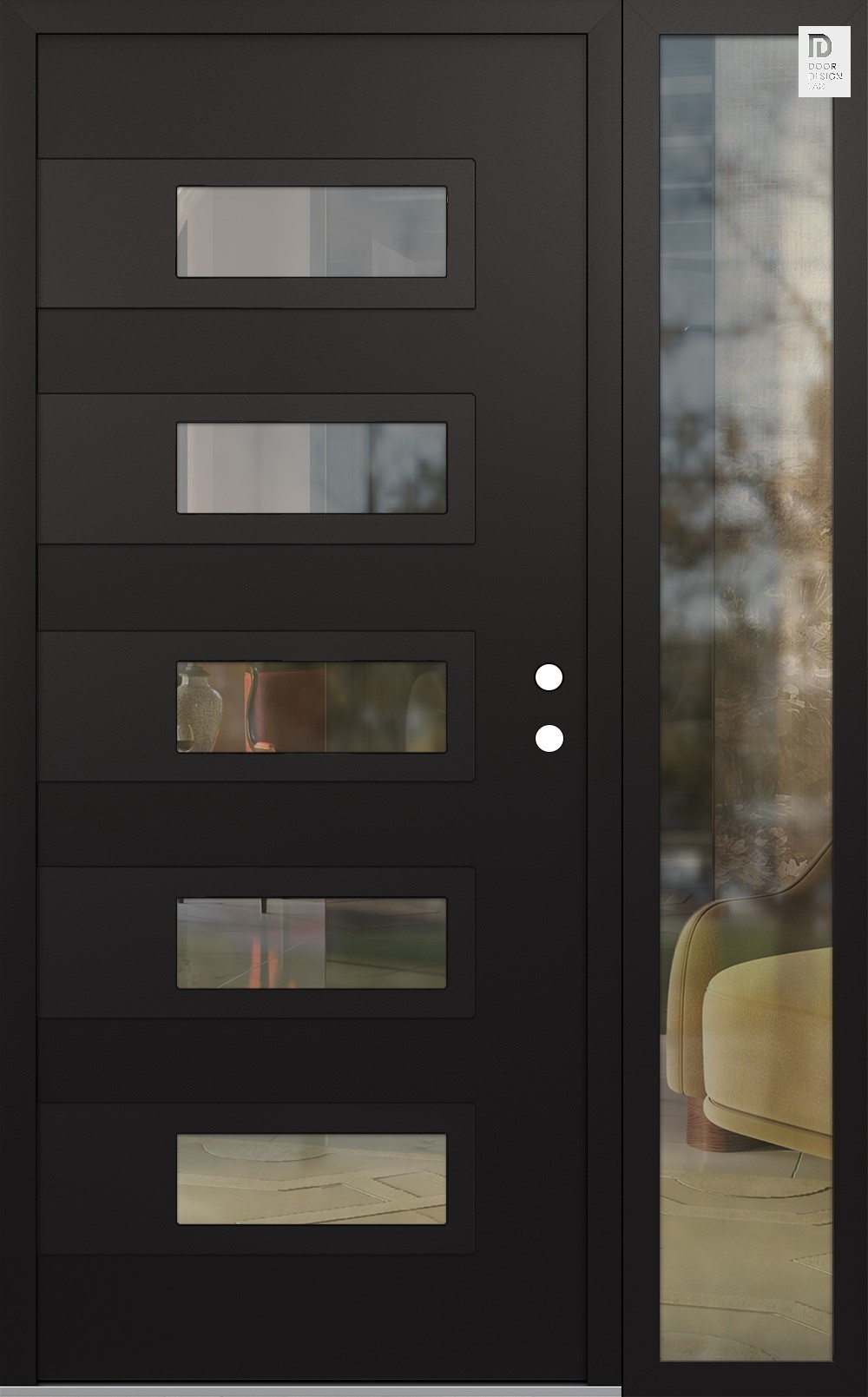Modern Steel Front Door Diamond D3 50" x 80" black/black clear Glass ...