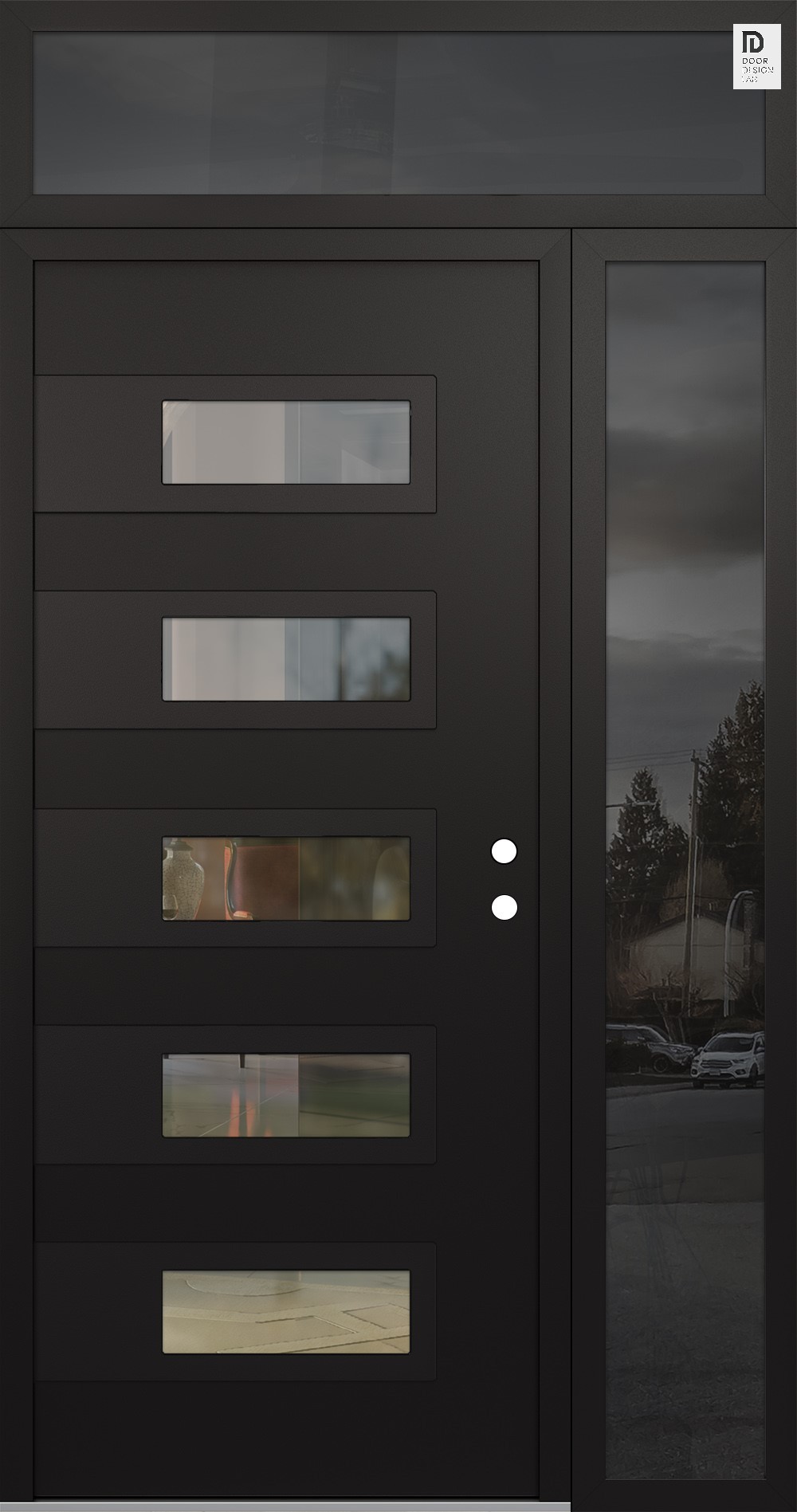Modern Steel Front Door Diamond D3 52" x 96" black/black clear Glass ...