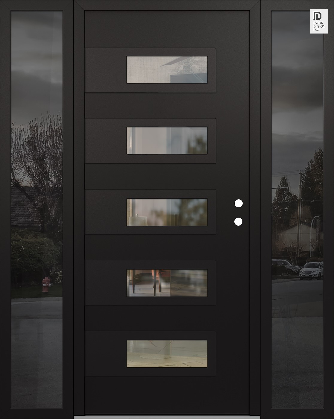 Modern Steel Front Door Diamond D3 64" x 80" black/black clear Glass ...