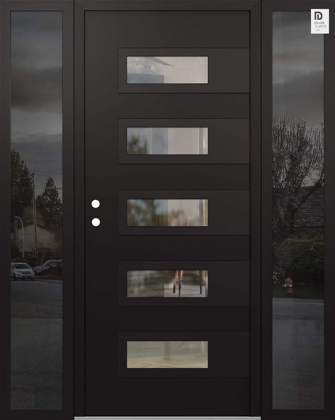 Modern Steel Front Door Diamond D3 64" x 80" black/black clear Glass ...