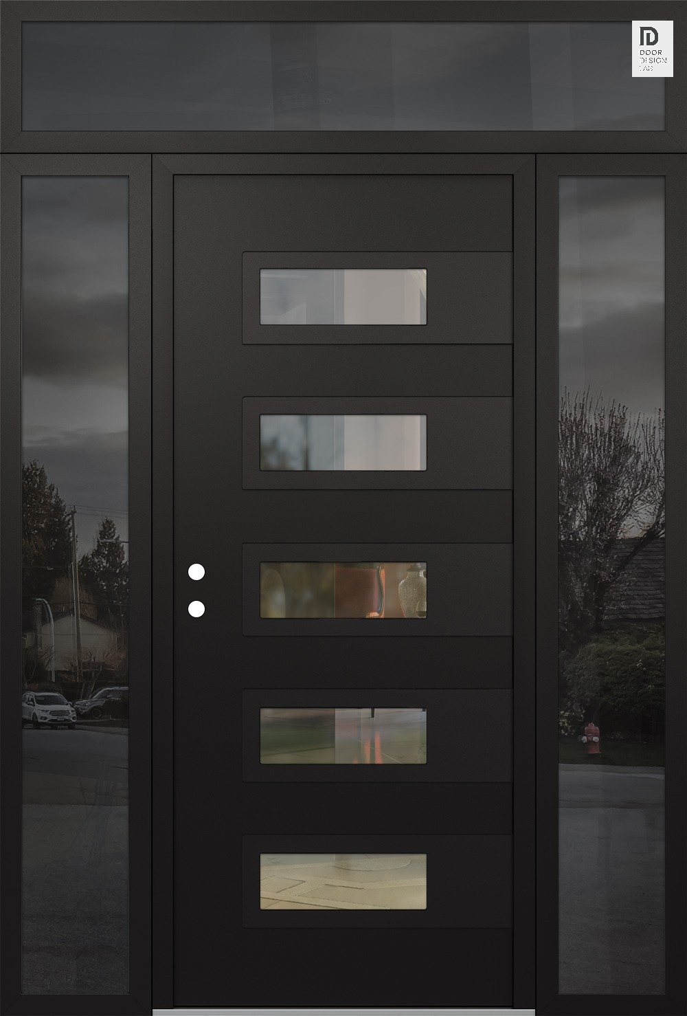 Modern Steel Front Door Diamond D3 64" x 96" black/black clear Glass ...