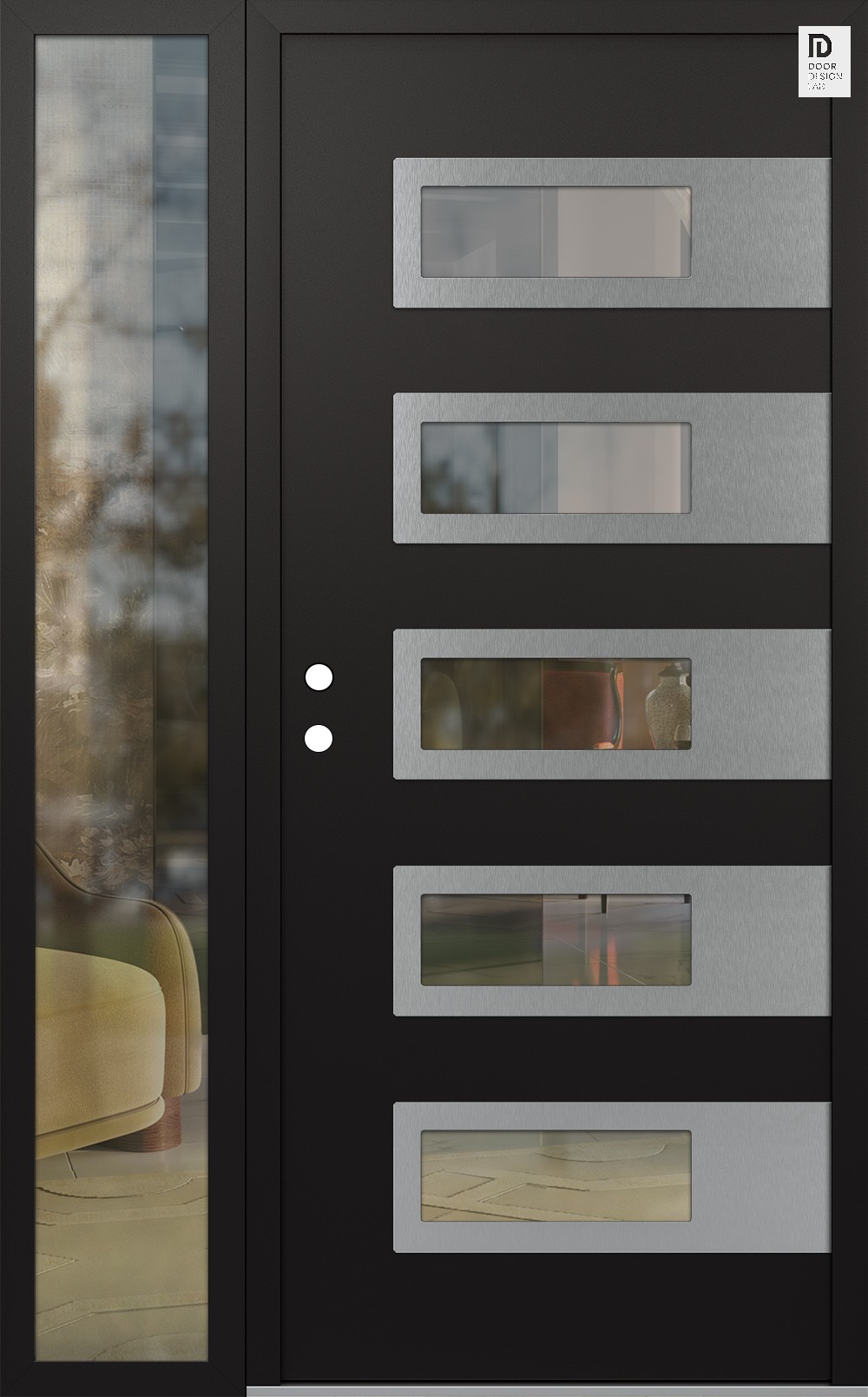 Modern Steel Front Door Diamond D3 50" x 80" black/black clear Glass ...