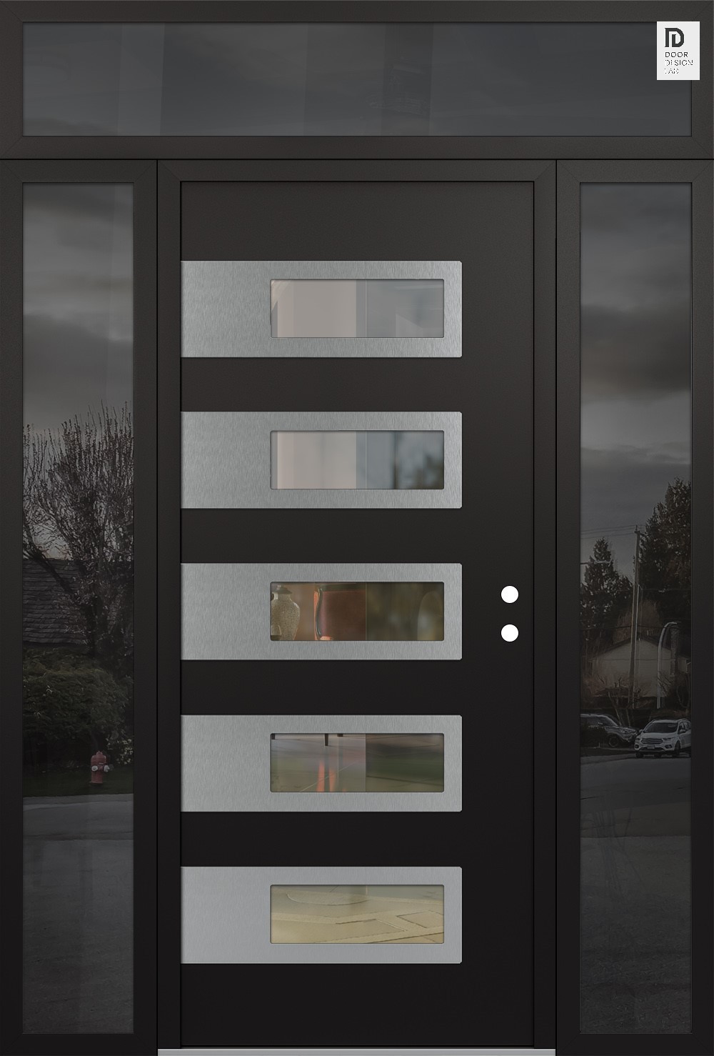 Modern Steel Front Door Diamond D3 64" x 96" black/black clear Glass ...