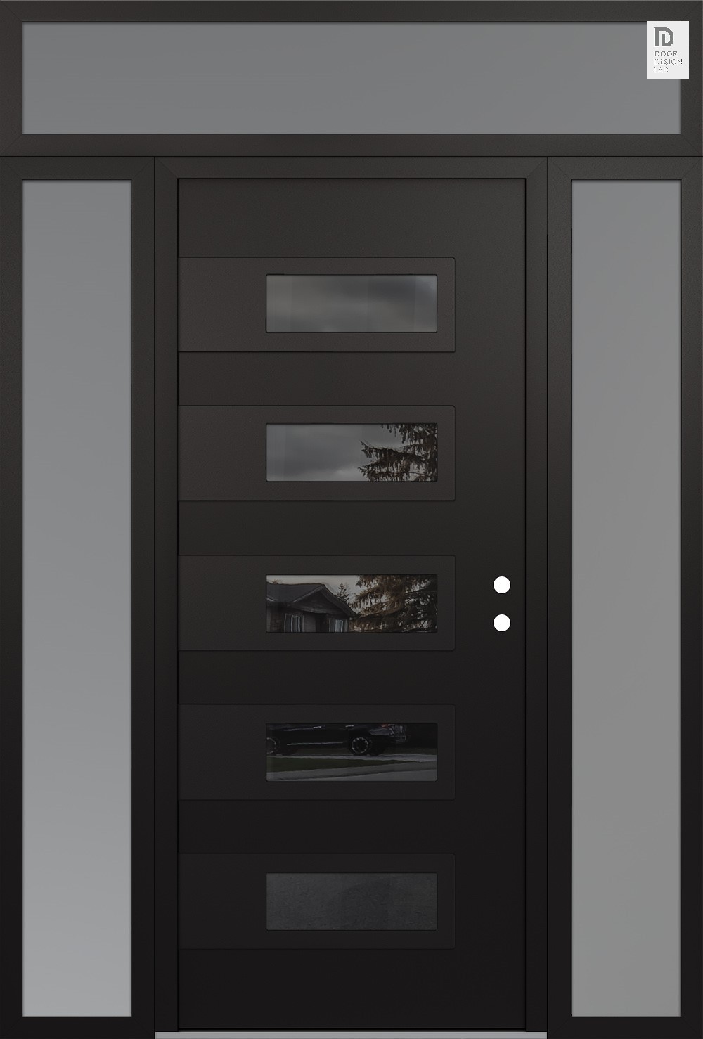 Modern Steel Front Door Diamond D3 60" x 96" black/black mirrored Glass ...