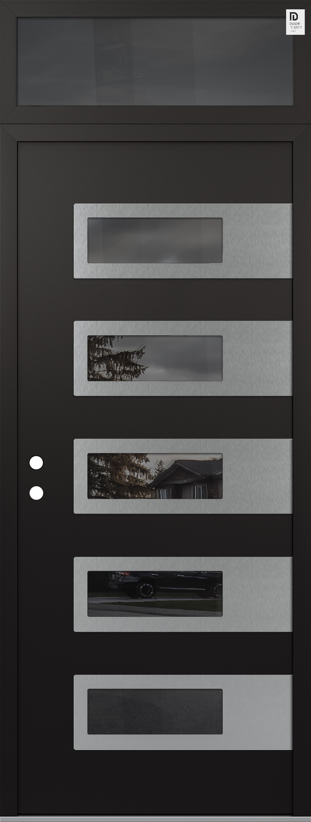 Modern Steel Front Door Diamond D3 36" x 96" black/black mirrored Glass ...