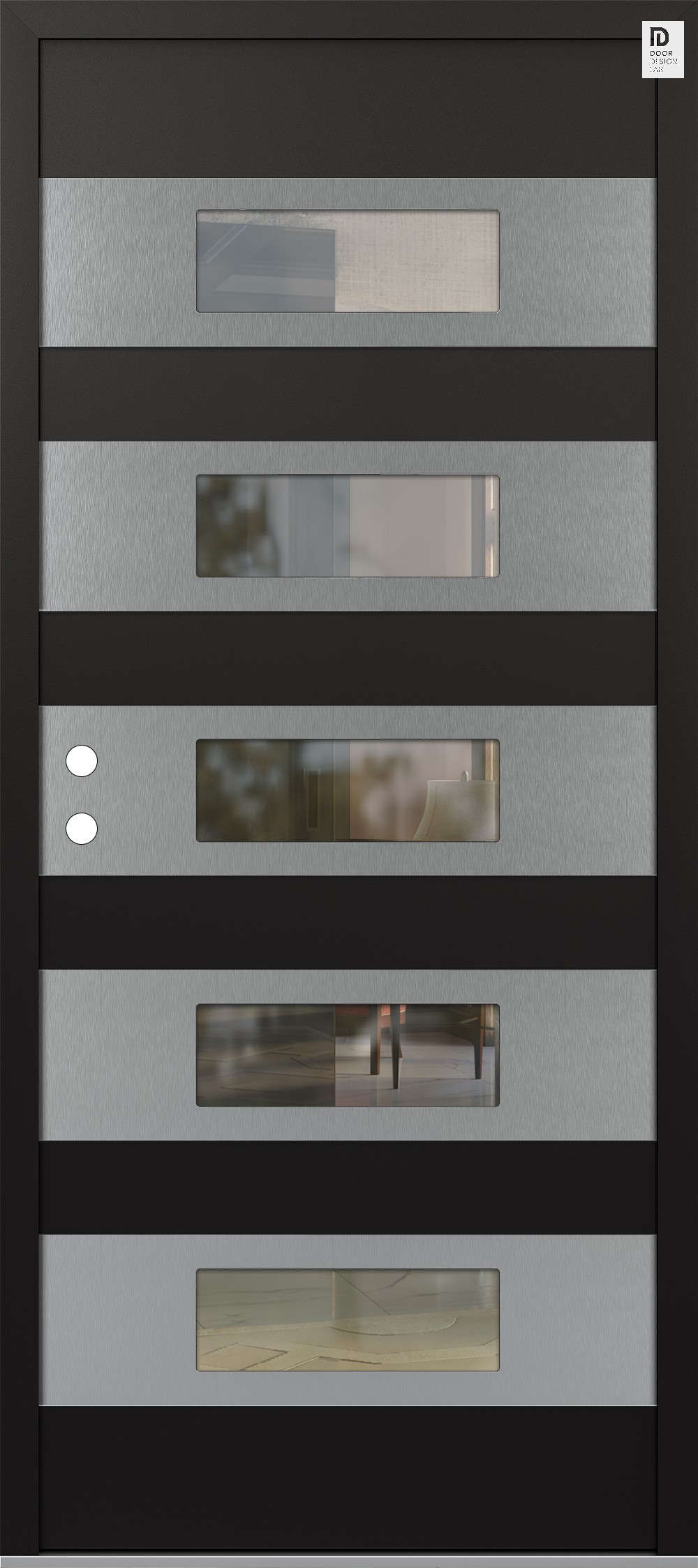 Modern Steel Front Door Diamond D5 36" x 80" black/black clear Glass ...