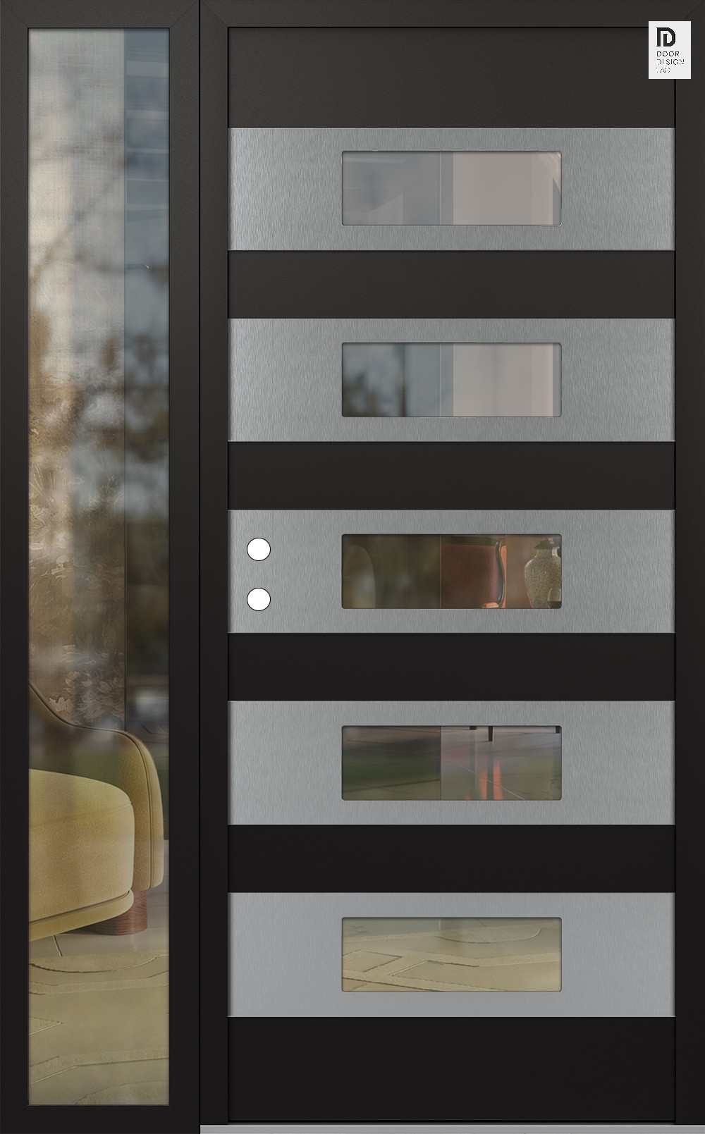 Modern Steel Front Door Diamond D5 50" x 80" black/black clear Glass ...