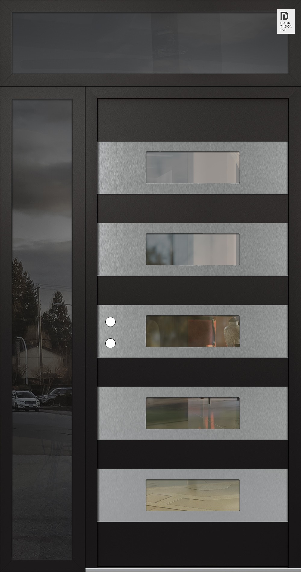 Modern Steel Front Door Diamond D5 50" x 96" black/black clear Glass ...