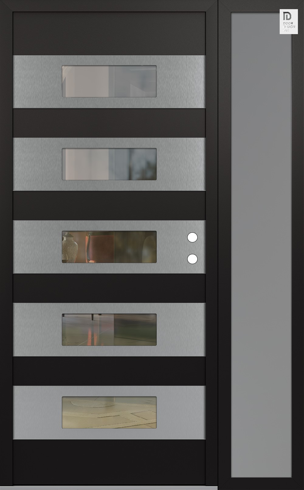 Modern Steel Front Door Diamond D5 50" x 80" black/black clear Glass ...