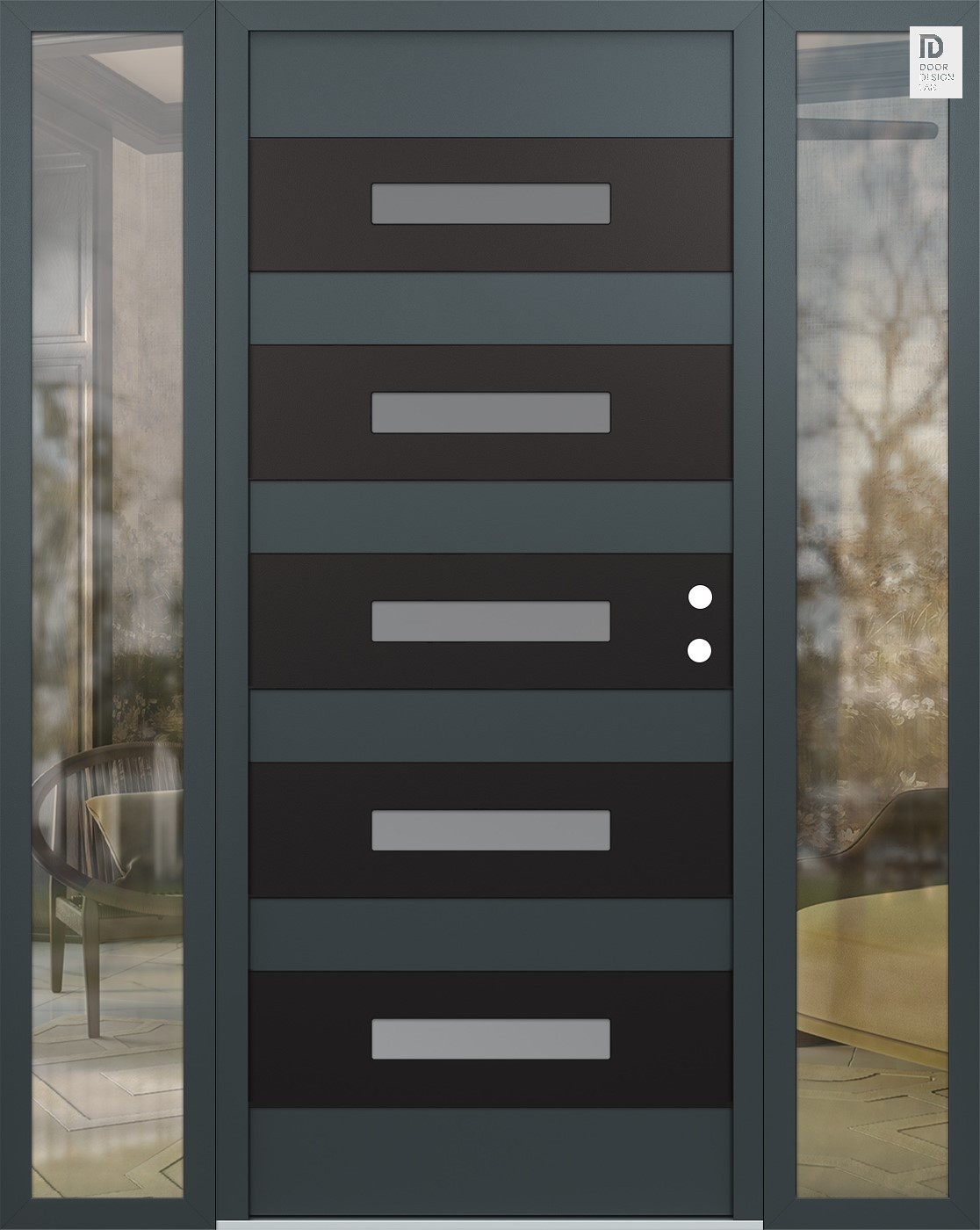 Modern Steel Front Door Diamond D9 68" x 80" anthracite/anthracite ...