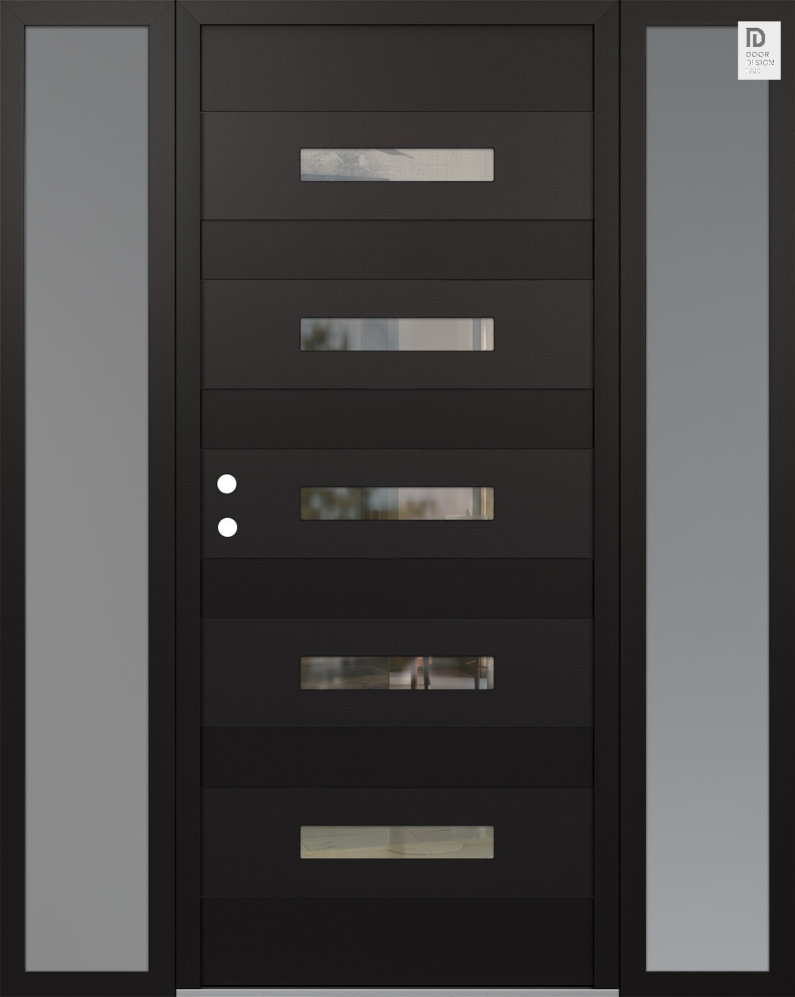 Modern Steel Front Door Diamond D9 68" x 80" black/black clear Glass ...