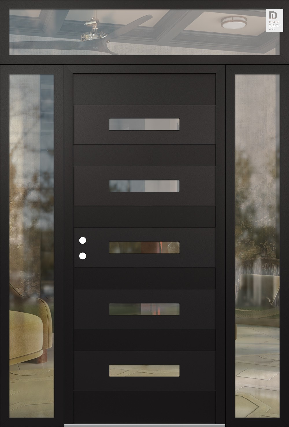 Modern Steel Front Door Diamond D9 64" x 96" black/black clear Glass ...