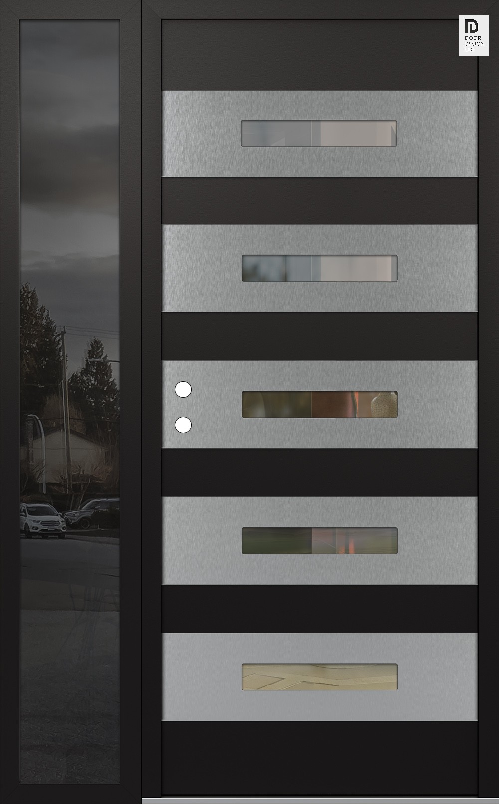 Modern Steel Front Door Diamond D9 48" x 80" black/black clear Glass ...