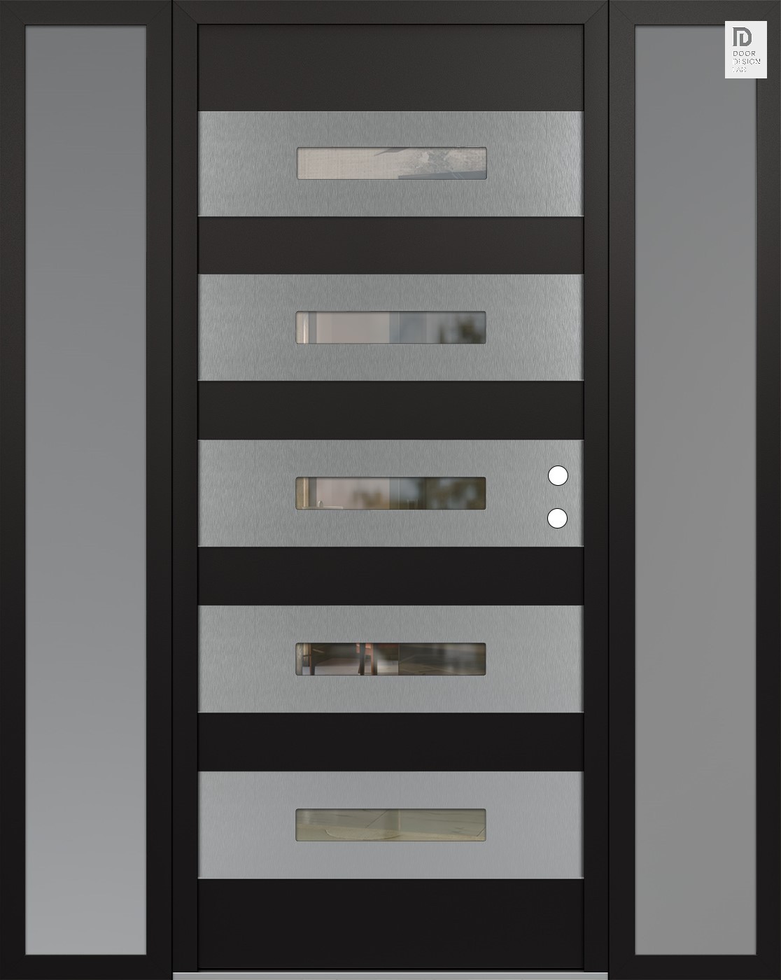 Modern Steel Front Door Diamond D9 64" x 80" black/black clear Glass ...