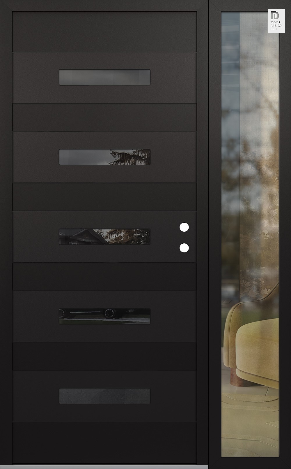 Modern Steel Front Door Diamond D9 48" x 80" black/black mirrored Glass ...