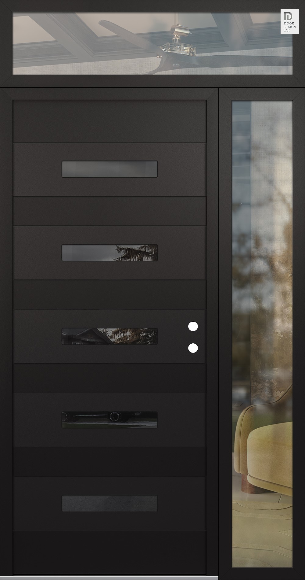 Modern Steel Front Door Diamond D9 50" x 96" black/black mirrored Glass ...