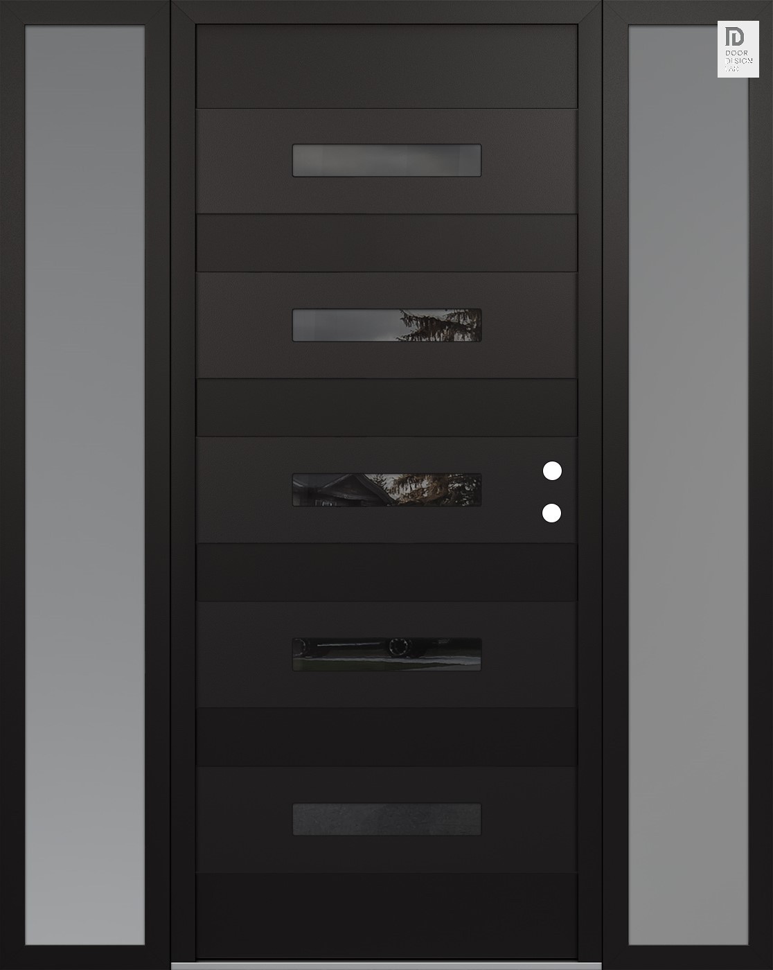Modern Steel Front Door Diamond D9 60" x 80" black/black mirrored Glass ...