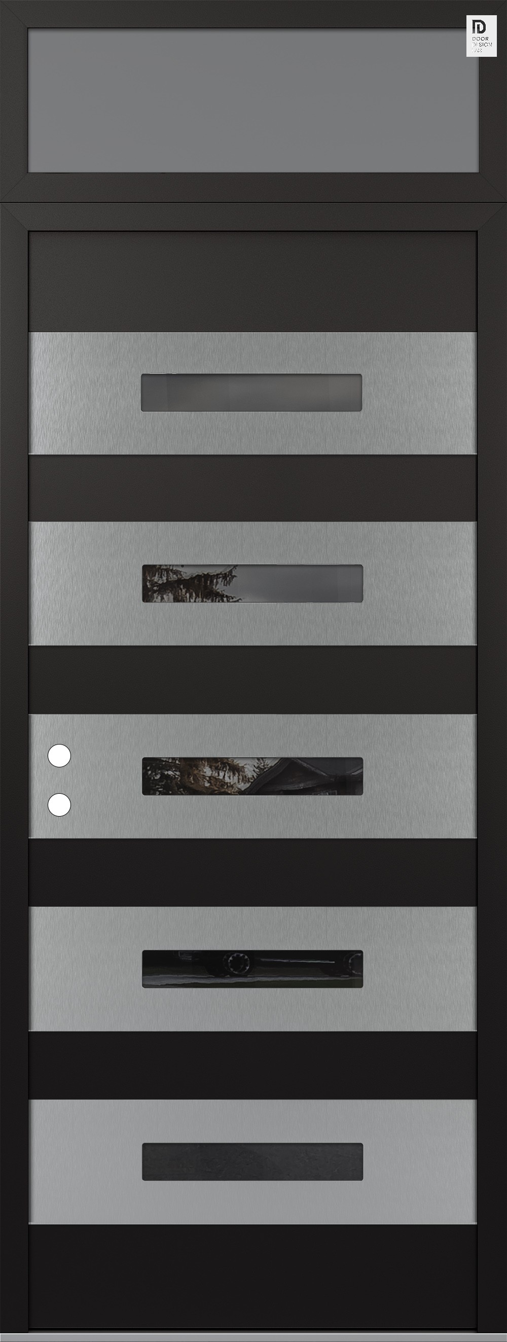 Modern Steel Front Door Diamond D9 36" x 96" black/black mirrored Glass ...