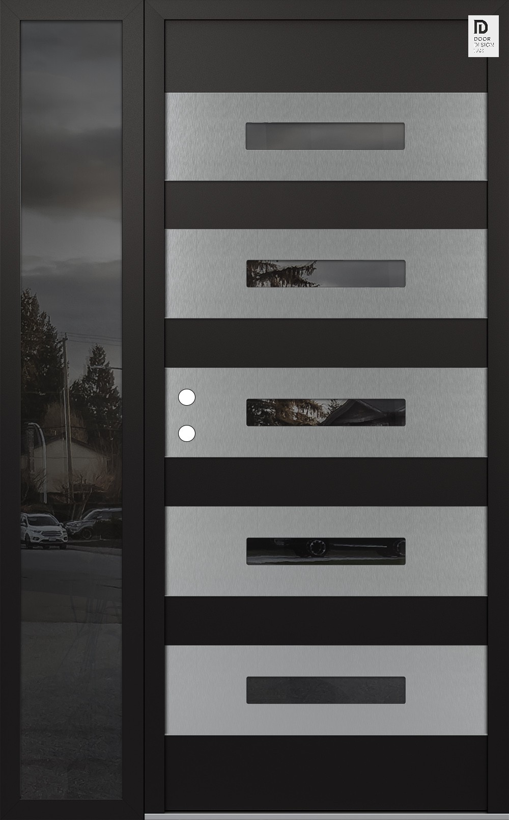 Modern Steel Front Door Diamond D9 50" x 80" black/black mirrored Glass ...