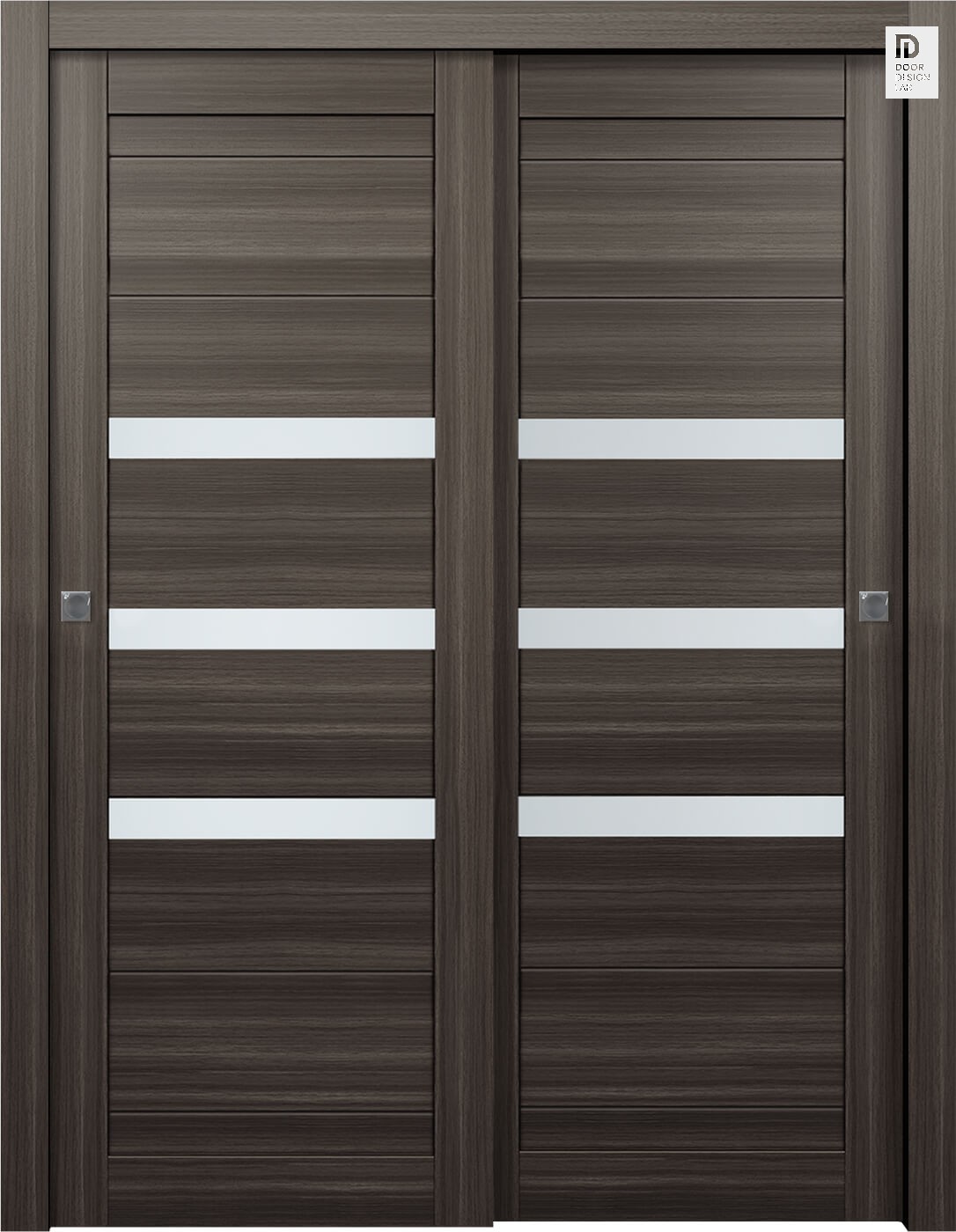 Dora Vetro Gray Oak Modern Interior Bypass Doors for $698.00 | Door ...