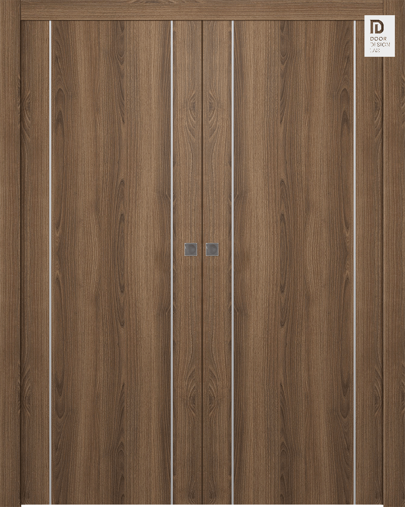 Optima 2U Pecan Nutwood Modern Interior Double Pocket Doors for $758.00 ...